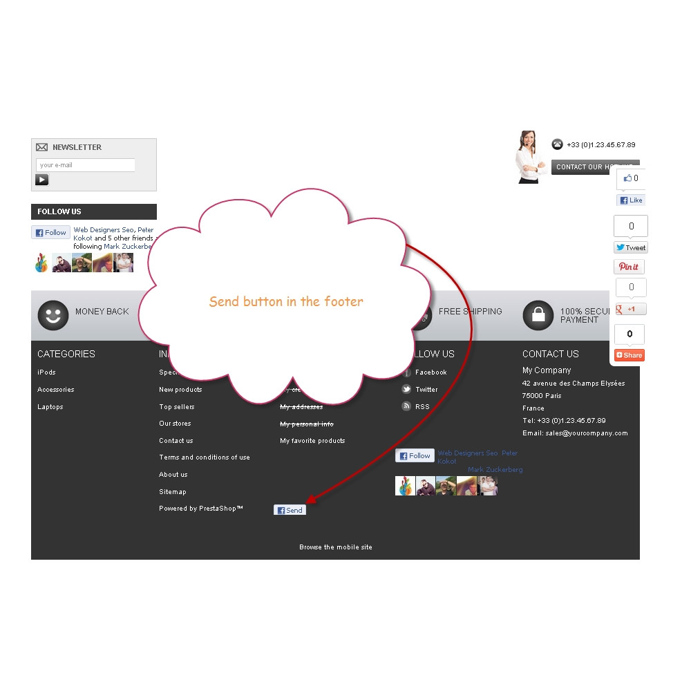 PrestaShop Facebook Send Button & Facebook Modules