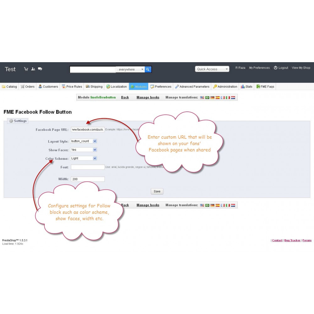 PrestaShop Facebook Follow Button – Módulos do Facebook