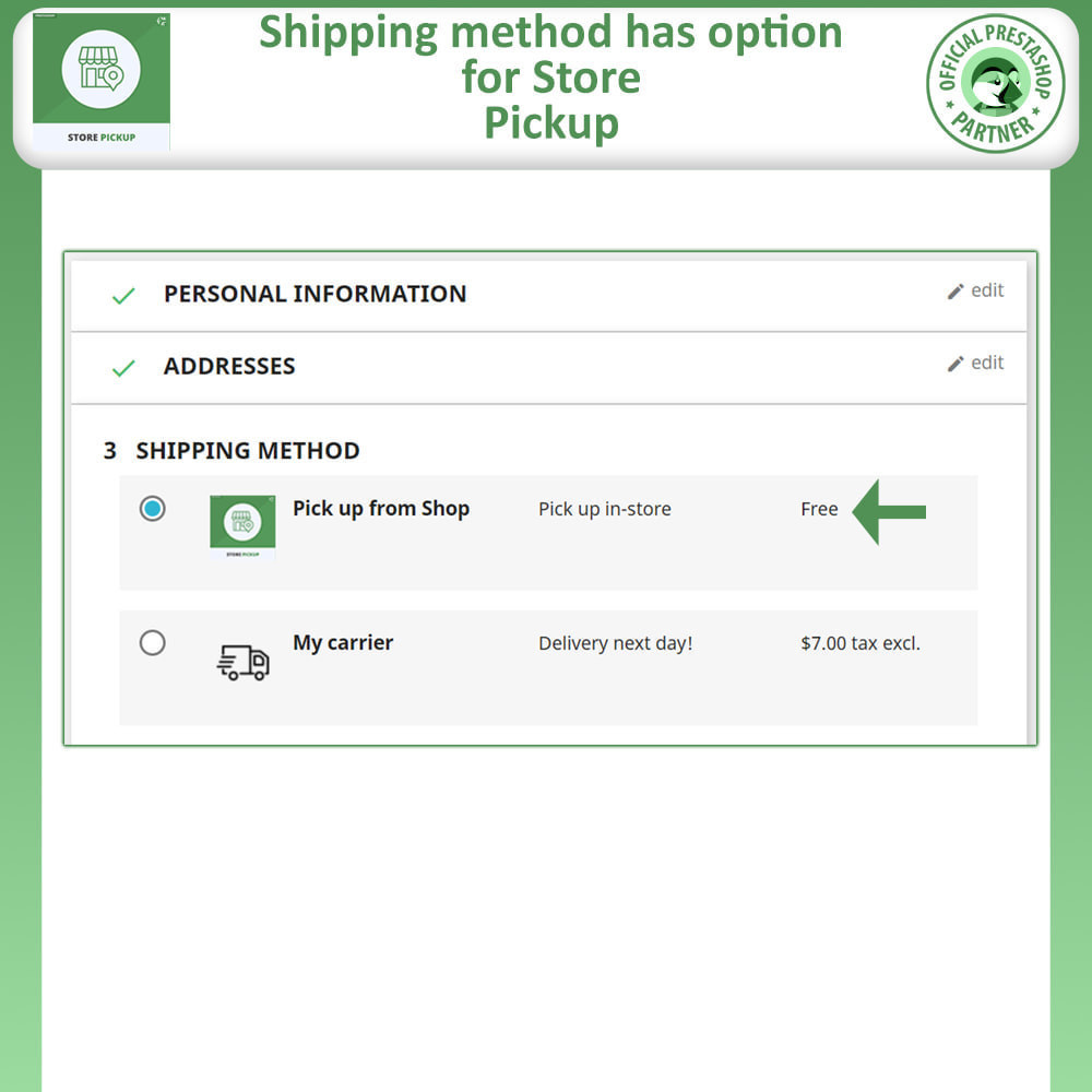 Module de retrait en magasin PrestaShop: commandes locales