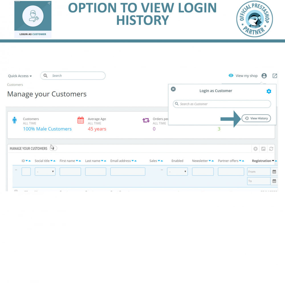 Prestashop Admin Login as Customer Module