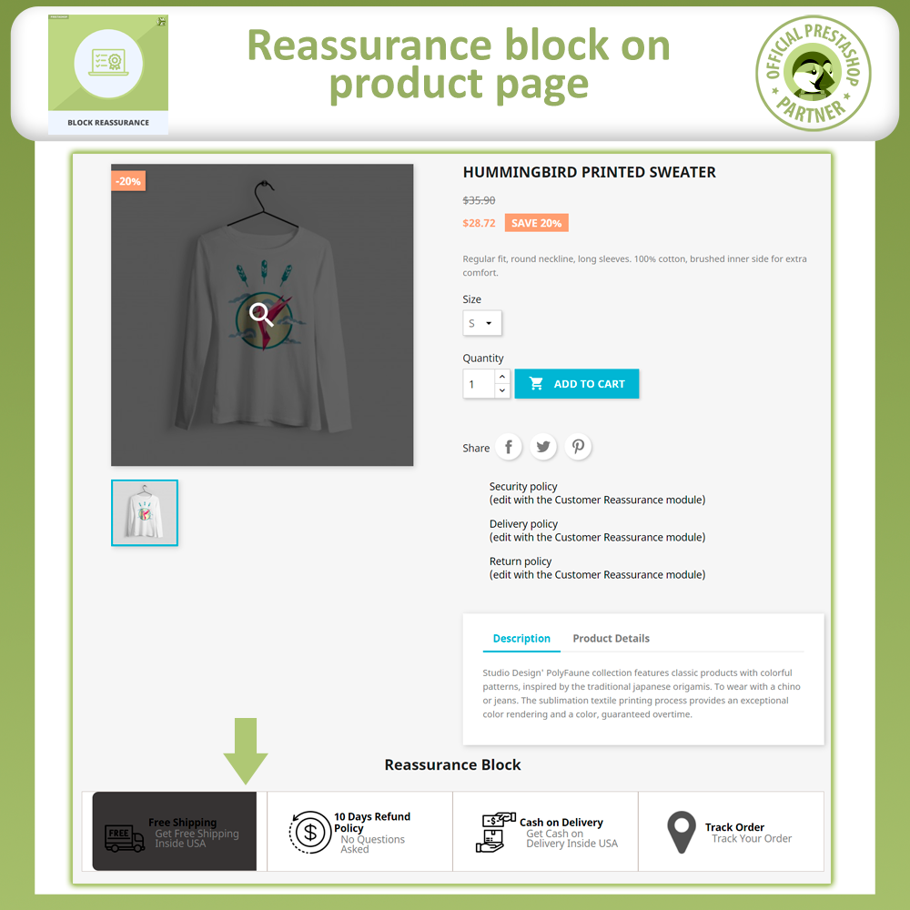 Block Reassurance with Animation - Prestashop Addons