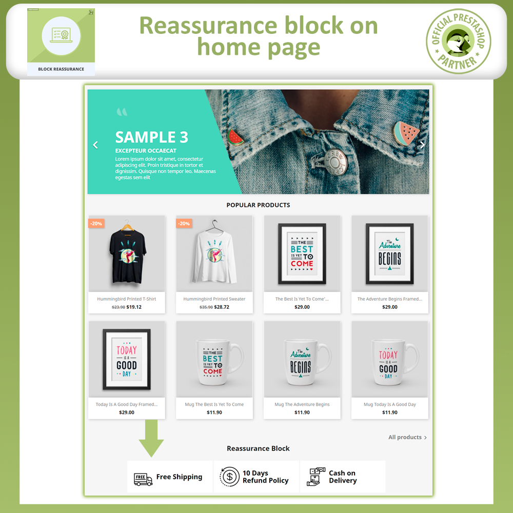 Block Reassurance with Animation - Prestashop Addons