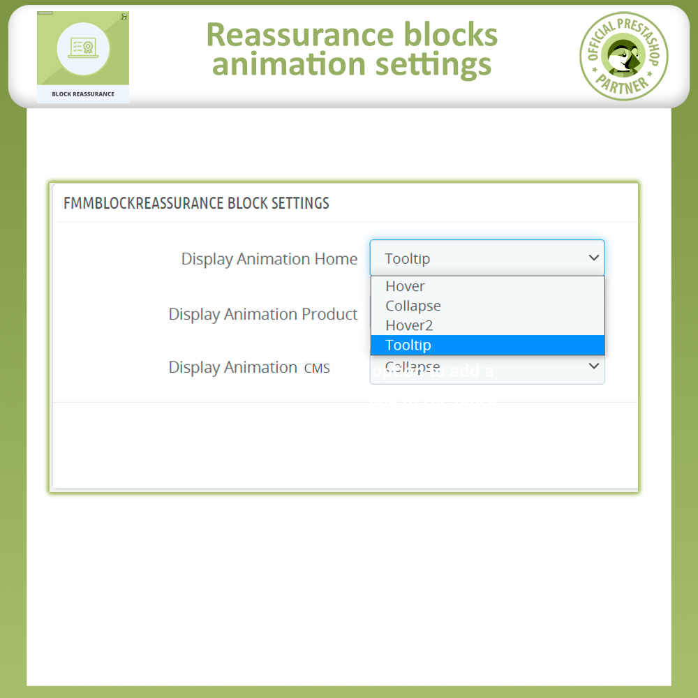Block Reassurance with Animation - Prestashop Addons