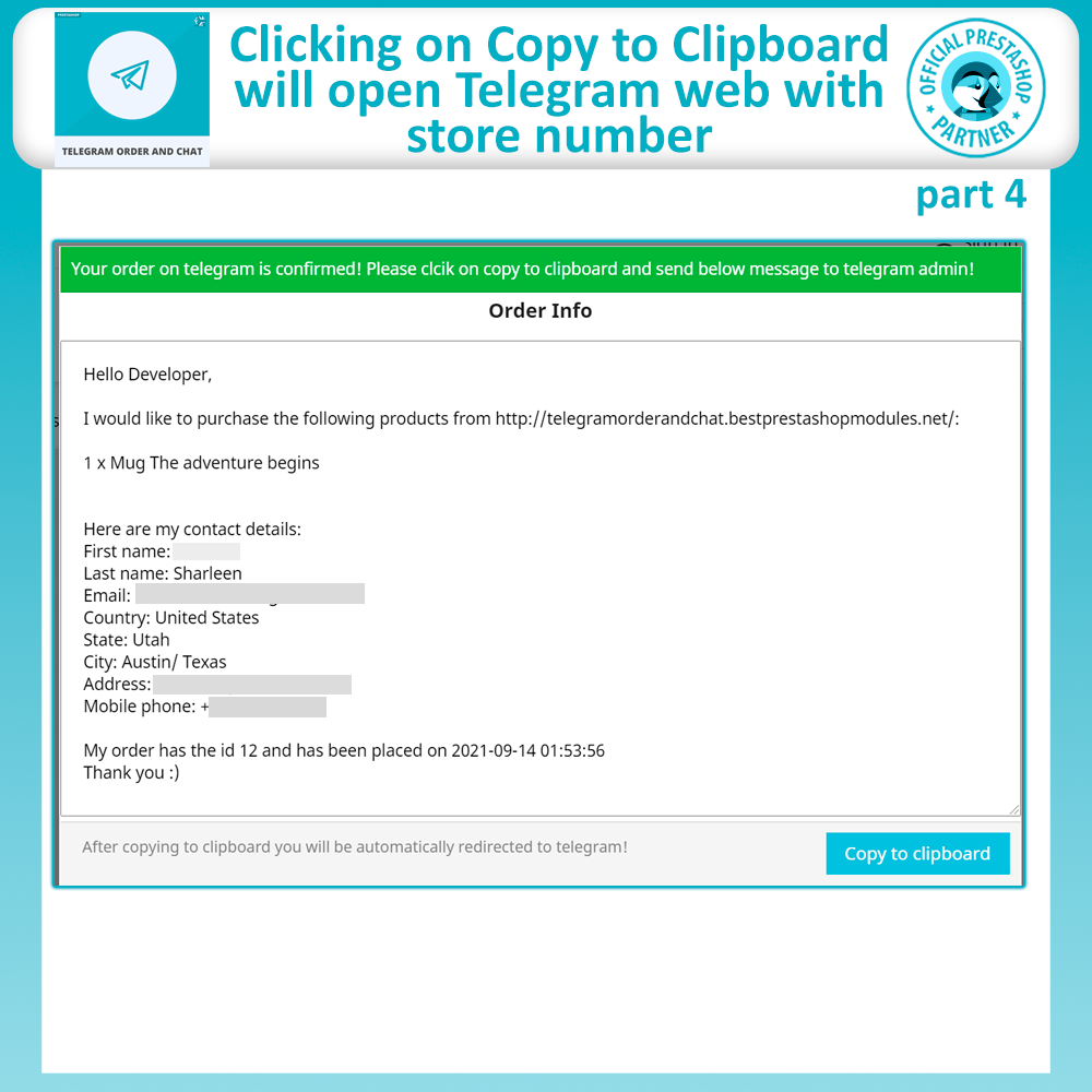 PrestaShop Telegram Chat & Order Notification Integration