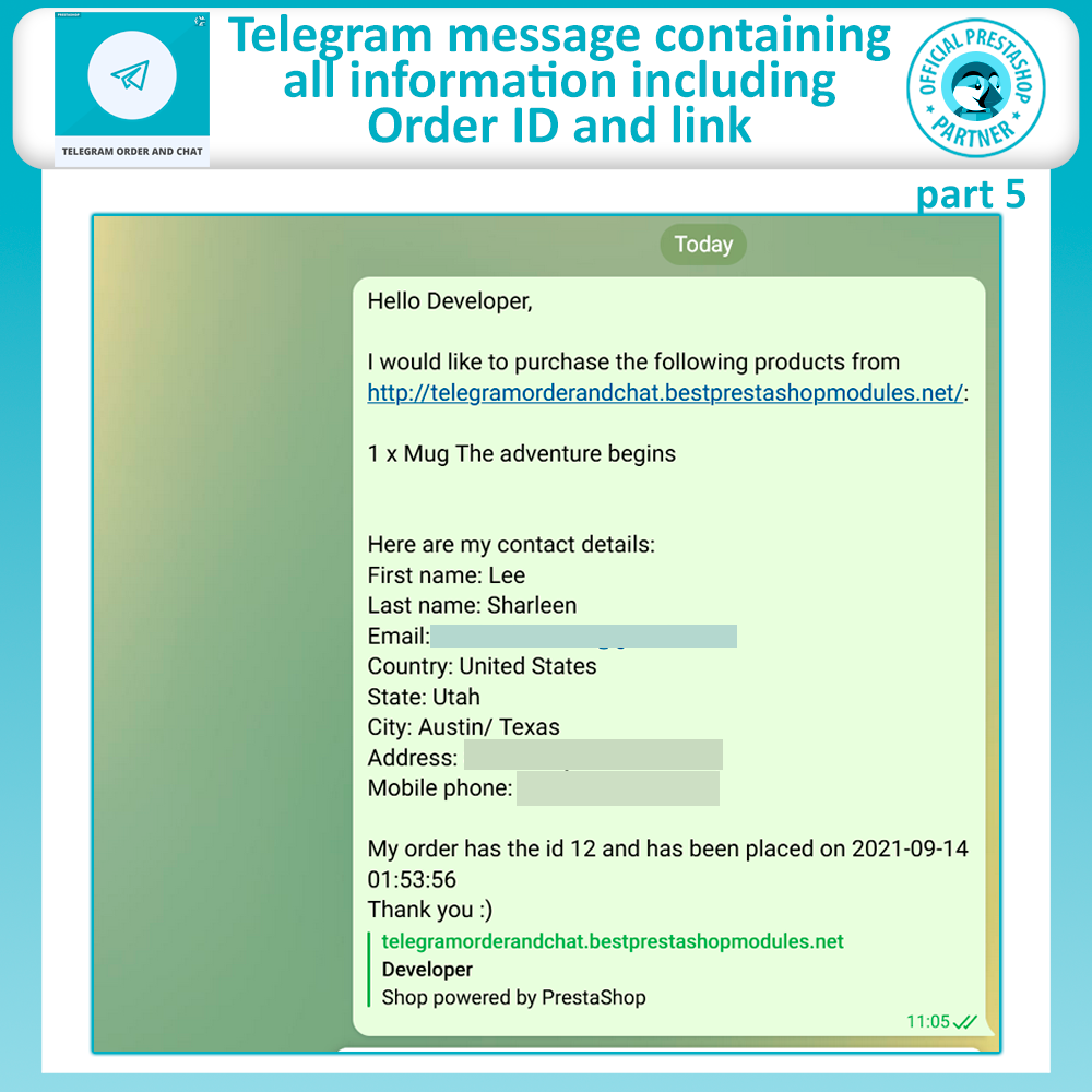 Telegram Pedidos y Chat - Prestashop