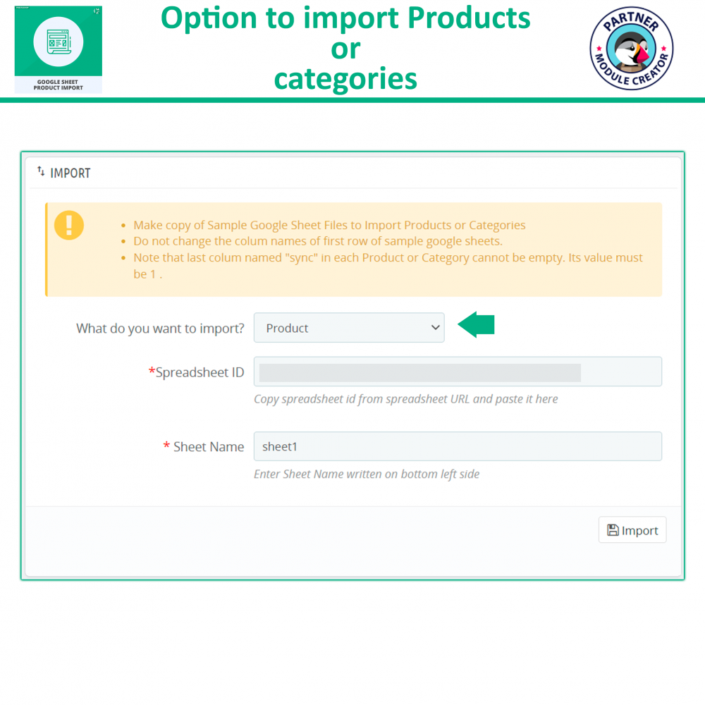 Prestashop Google Sheet Product Import and Export