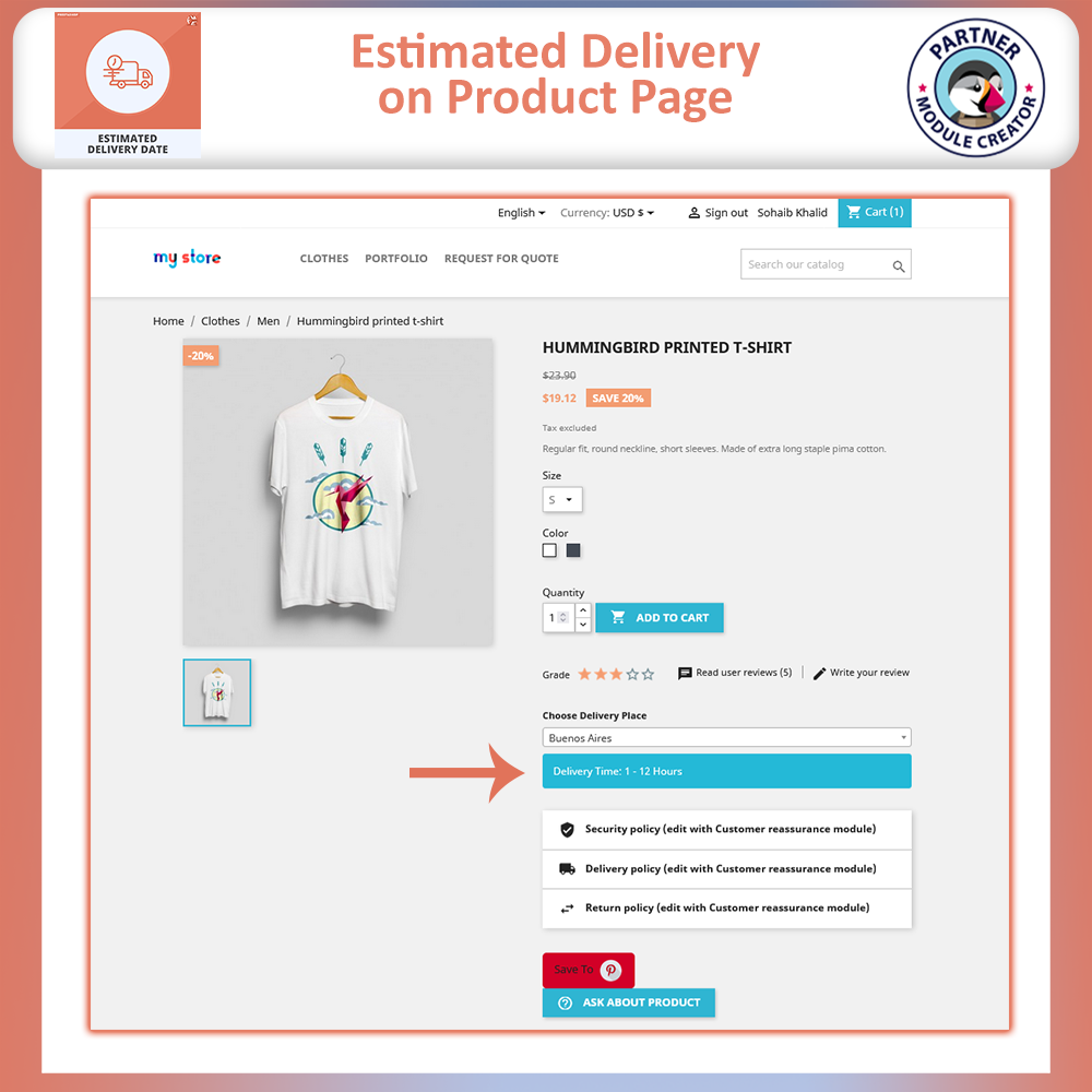Fecha de Entrega Estimada Gratis PrestaShop