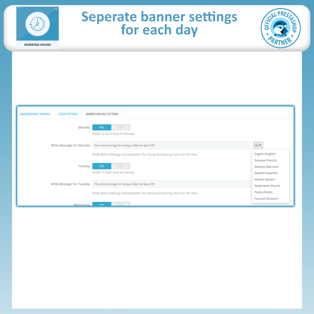 Free PrestaShop Module: Display Business Hours Easily