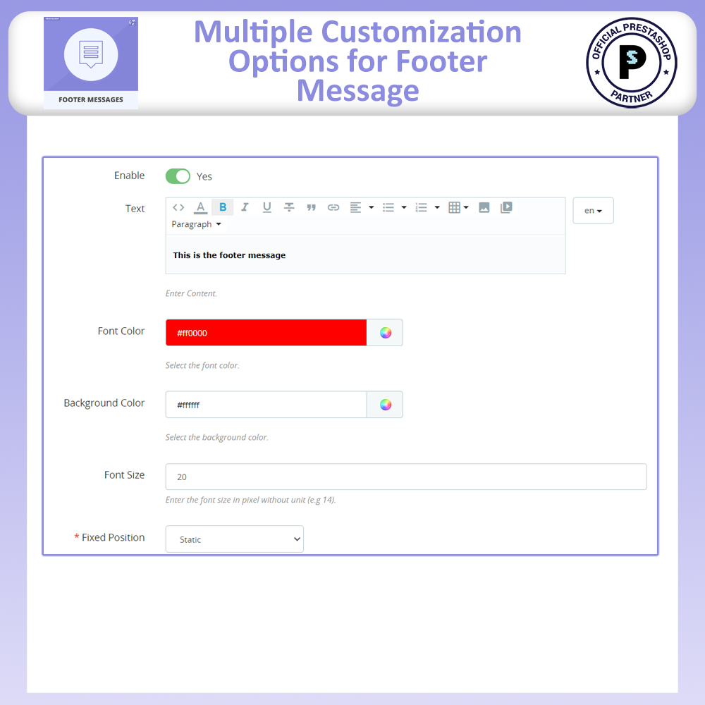 Custom Footer Message - Free Prestashop Addons