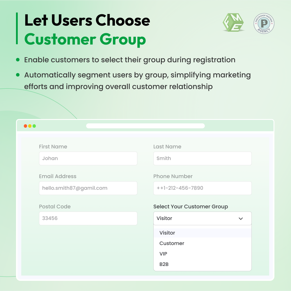 Prestashop Registration Form – Customer Form