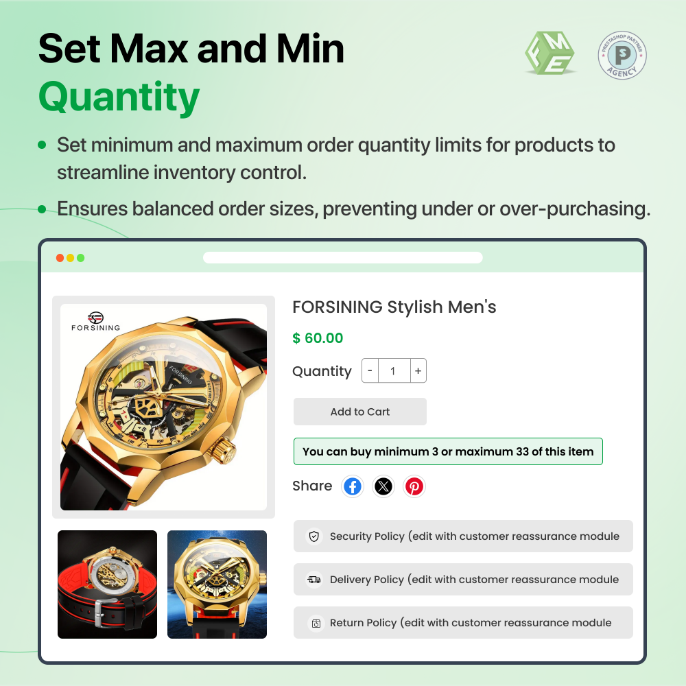 PrestaShop Cart Quantity Module | Limit Order Quantities
