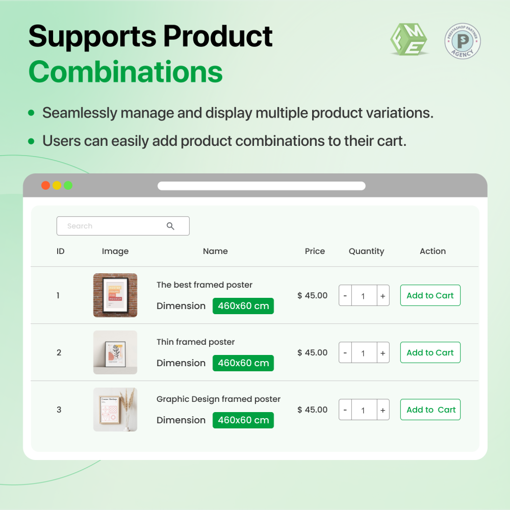 Modulo tabella ordini rapidi | Componenti Prestashop