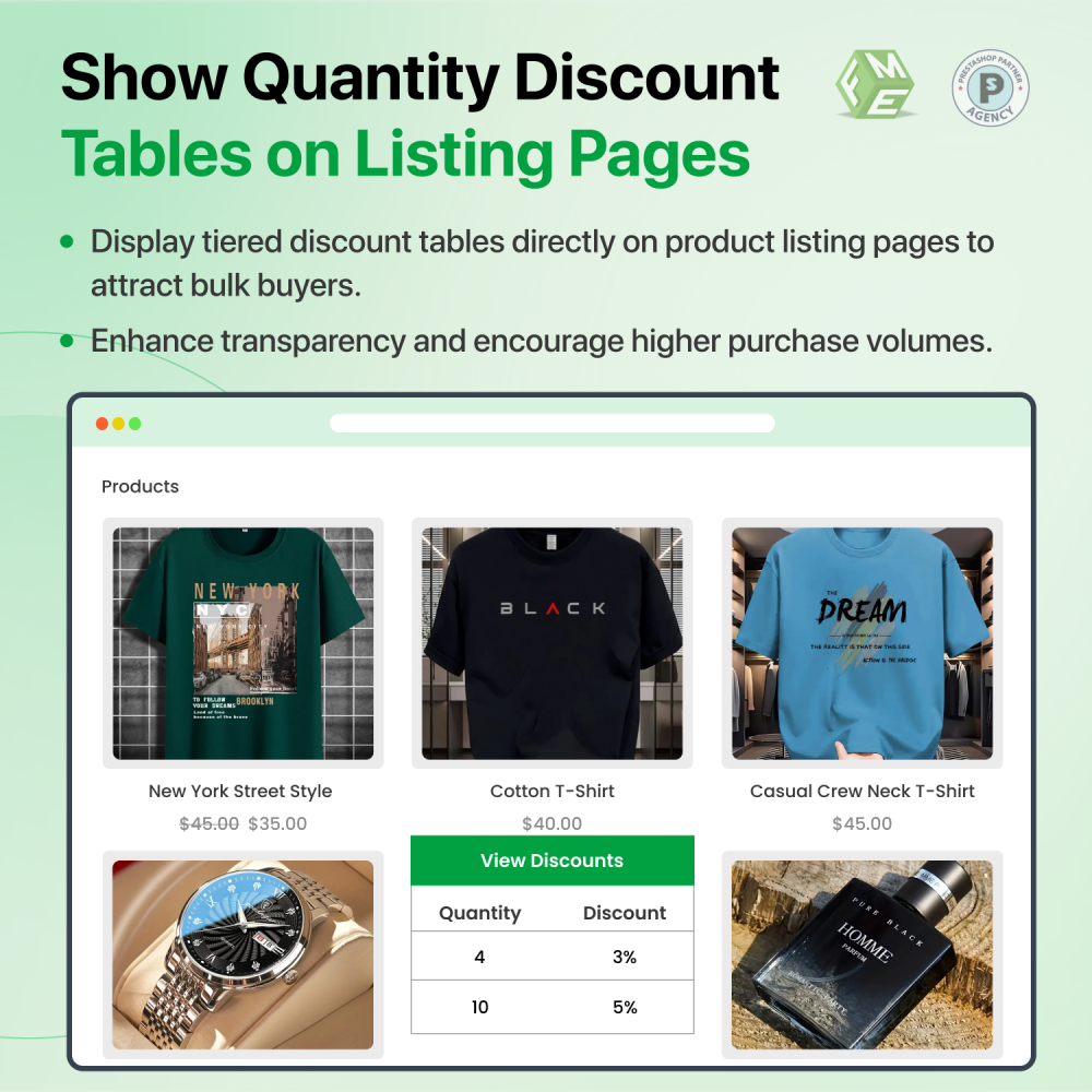 Prestashop Quantity Discount Table Module