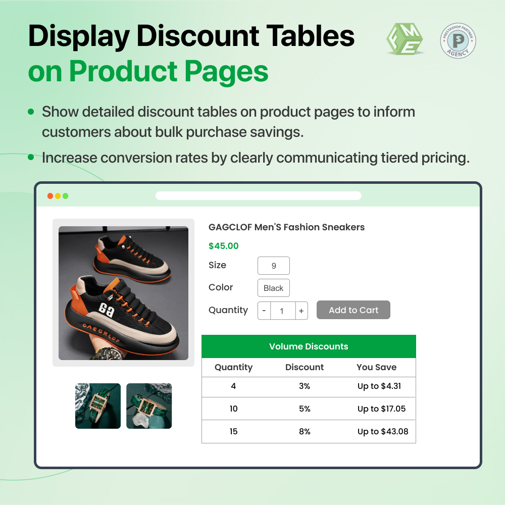 Prestashop Quantity Discount Table Module