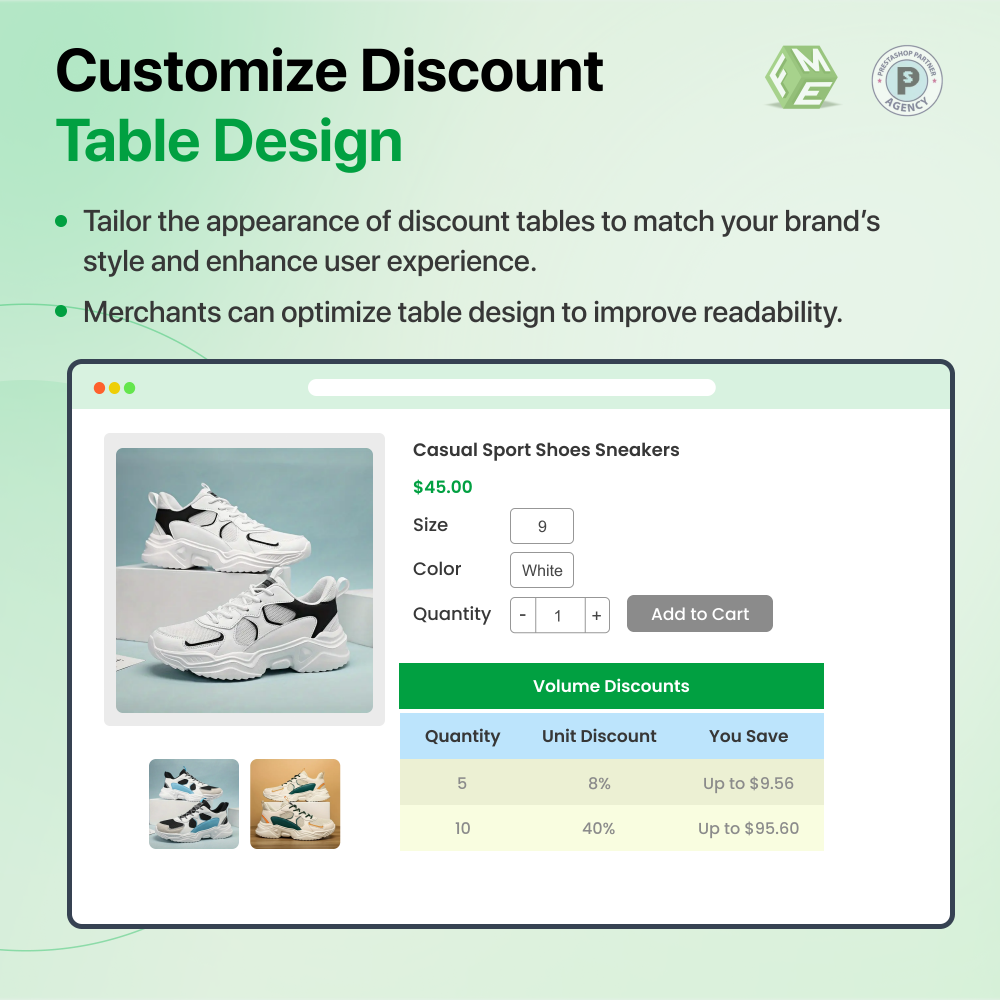 Tableau Réduction Quantité - Prestashop