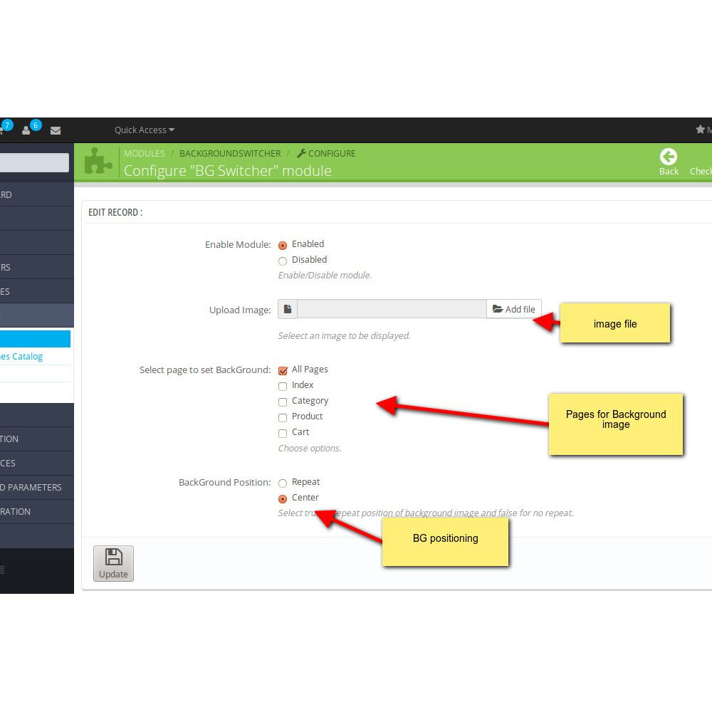 Free PrestaShop Background Switcher, Image Change Module