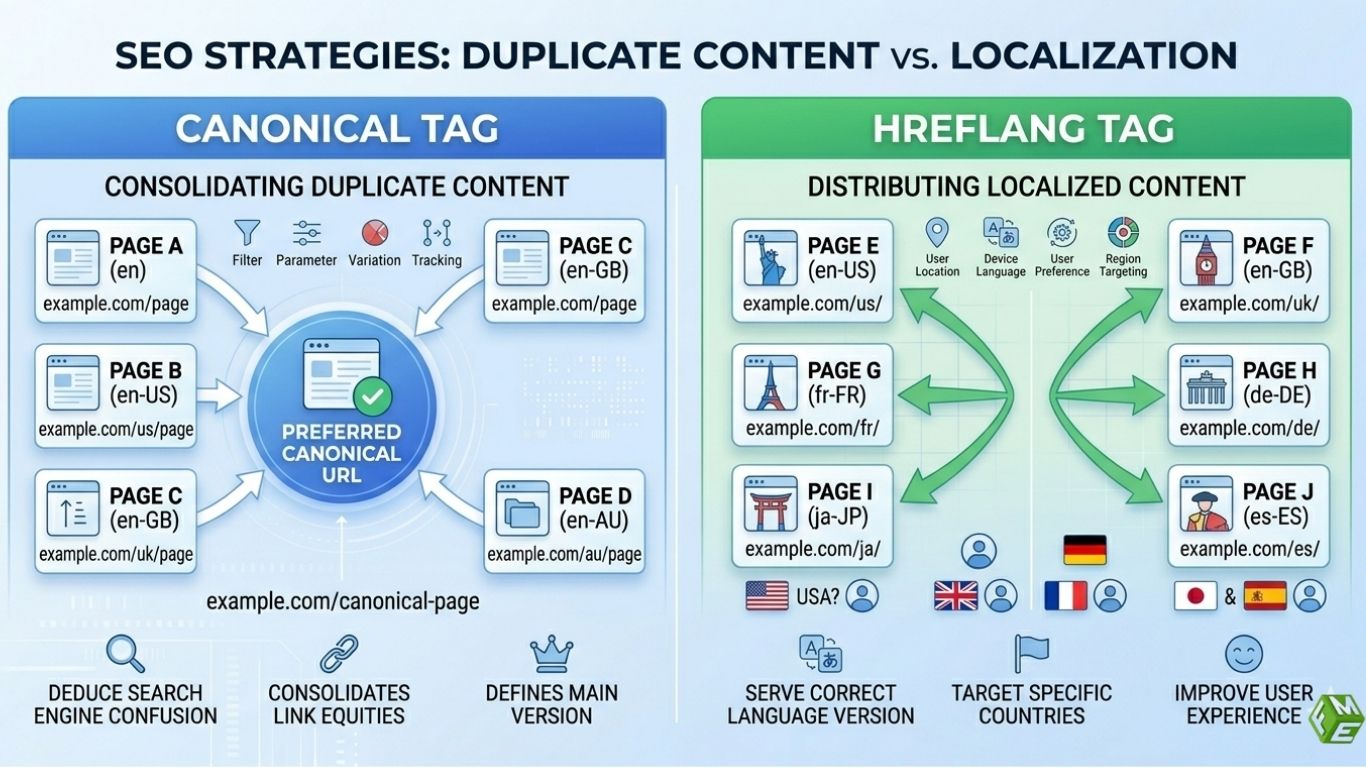 Canonical-Tag vs. Hreflang-Tag erklärt: Wann und wie man sie verwendet